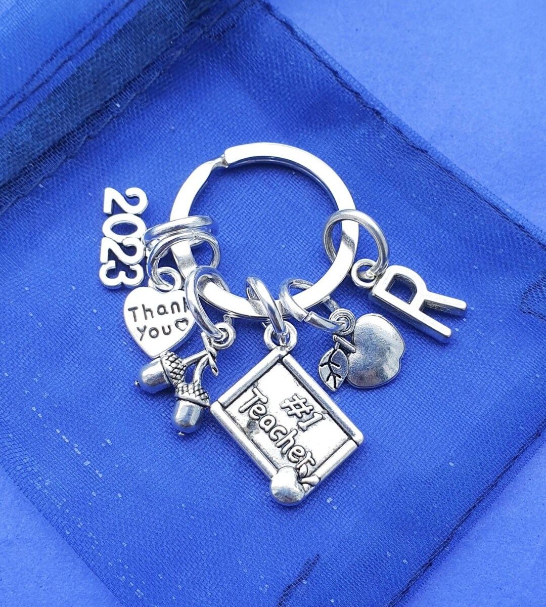 2026 Teacher Keyring With Initial Personalised Gifts Silver Math Thank ...