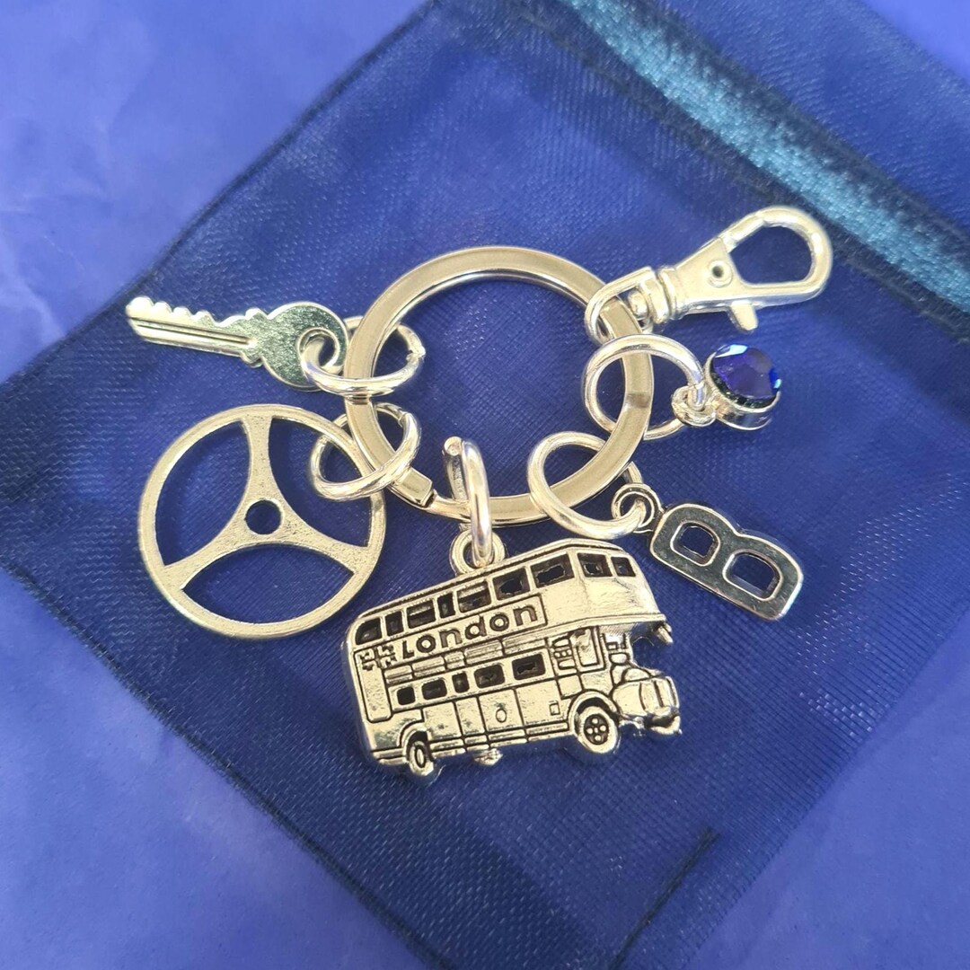 Bus Keyring With Initial Personalised Never Key Steering Wheel Bus ...