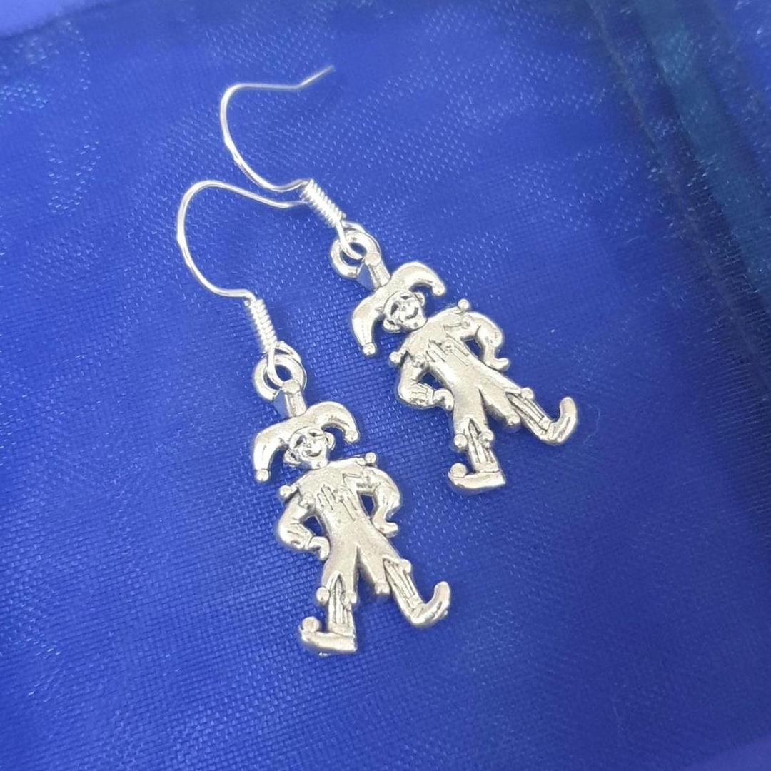 Joker Earrings Silver Plated Gifts for Birthday Jester Clown - Etsy