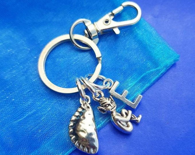 Cornwall Keyring With Initial Birthstone Cornish Pasty Cornish Pixie Pisky Fairy Personalised ...