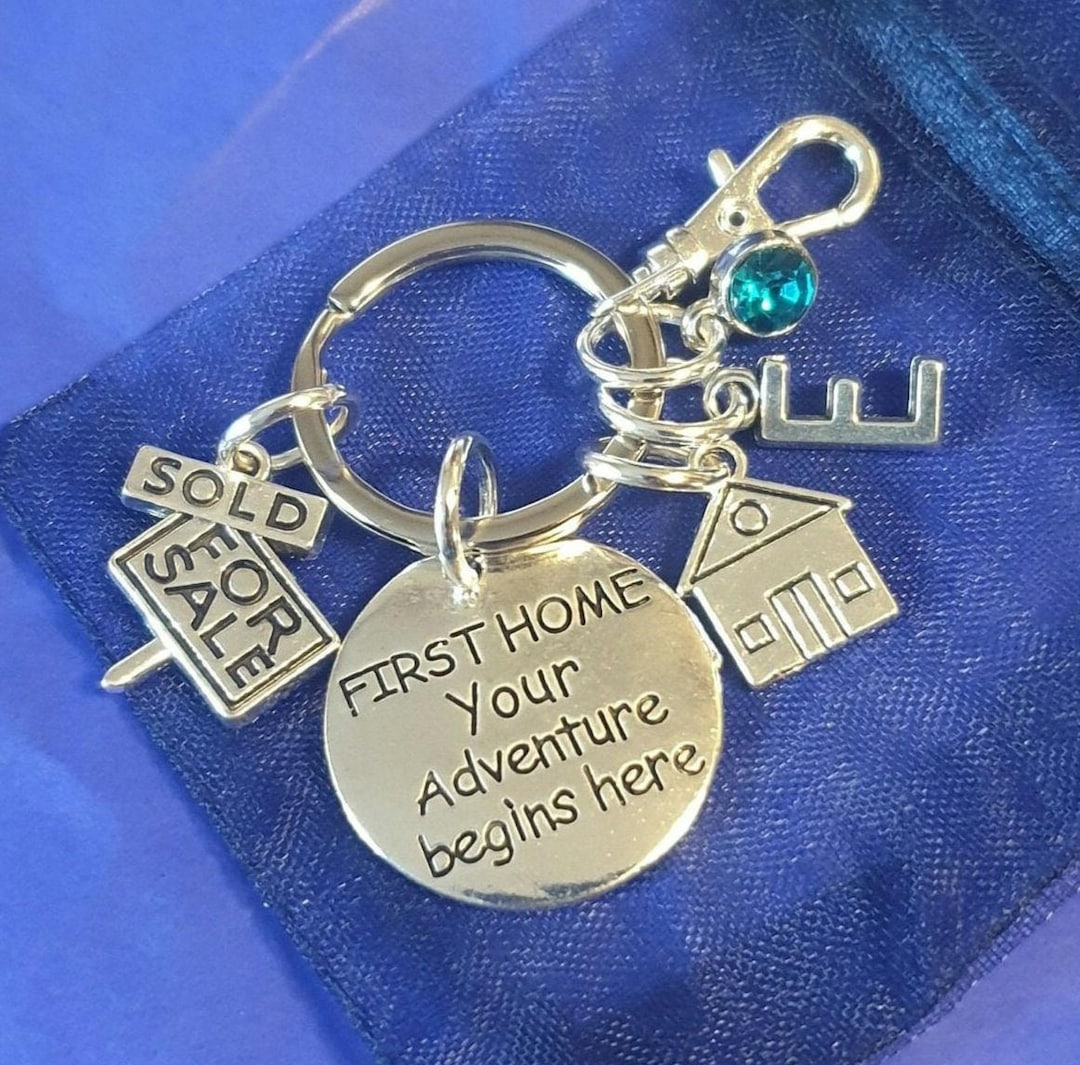 New Home Keyring: Initial Birthstone, Personalised First Home Gift ...