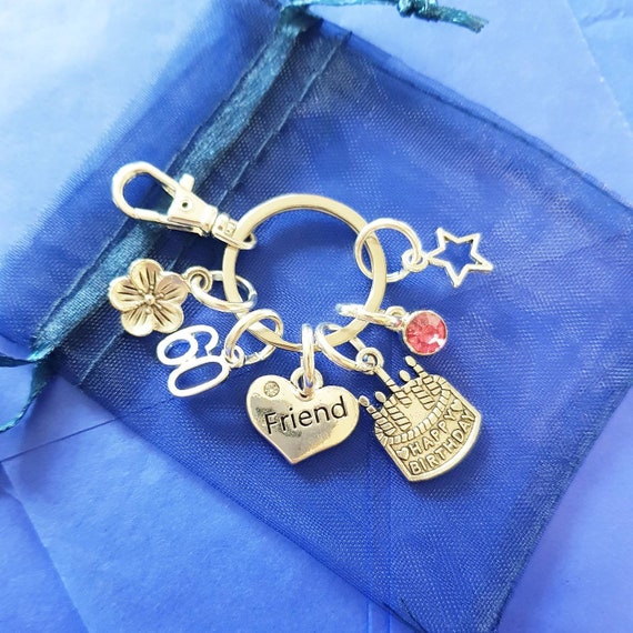 Friends 60th Birthday Keyring With Initial Birthstone - Etsy UK
