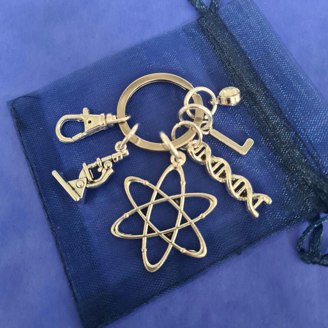 Science Keyring With Initial Personalised Gifts Dna Atom Teacher ...
