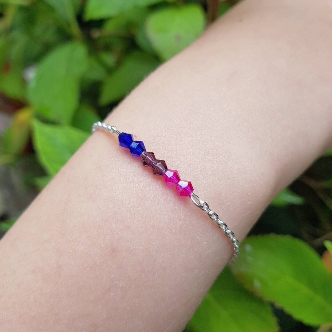 Bi Pride Bracelet Pride Jewellery Silver Crystals Womens Adjustable Chain UK Bisexual Gay - Etsy