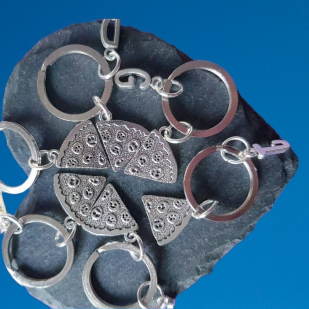 6 X Pizza Slice Keyrings With Initials Personalised Gifts Silver UK ...