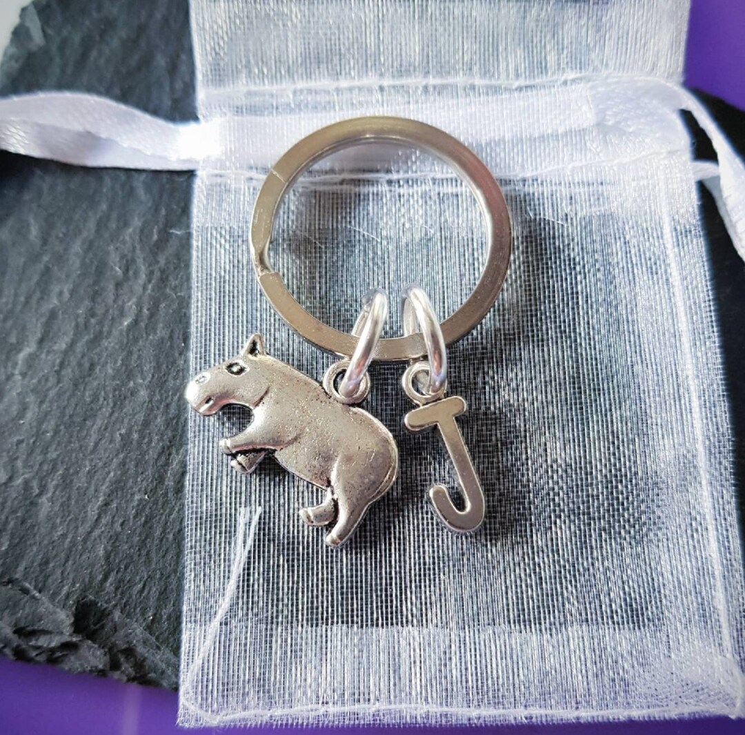 Hippo Keyring With Initial GIFT Personalised Animal - Etsy UK