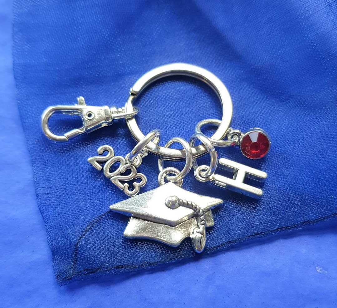 2024 Graduation Keyring With Initial Birthstone Personalised Gifts ...
