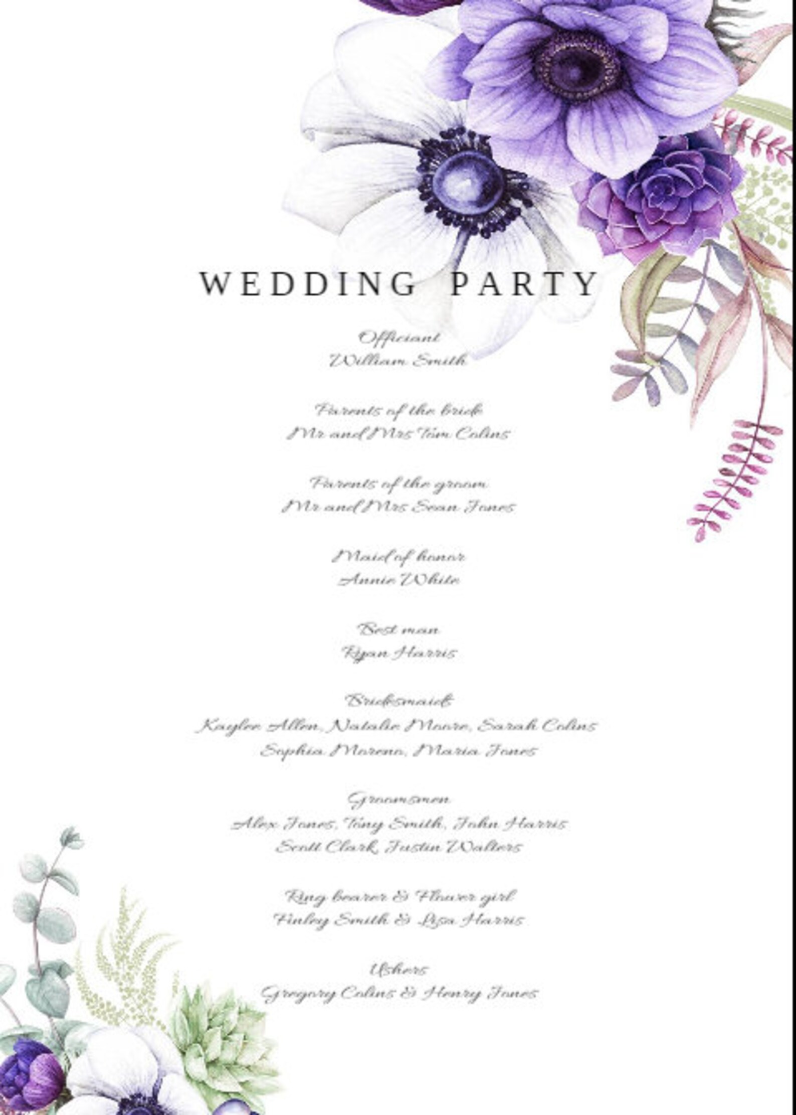 Purple Wedding Program Template Instant Download, Fully Editable With ...