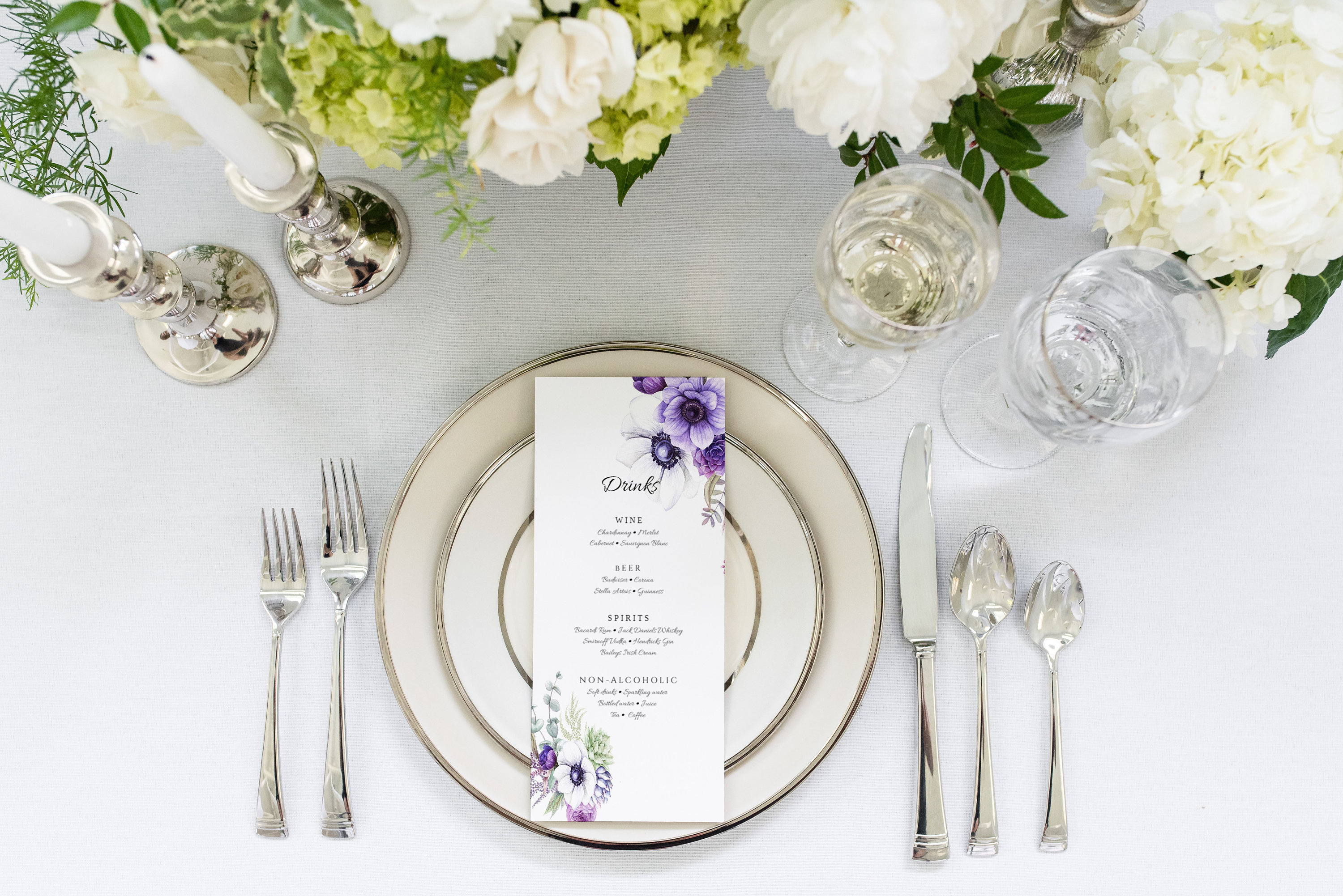 Purple Wedding Menu, Drinks Template Set, Instant Download, Fully ...