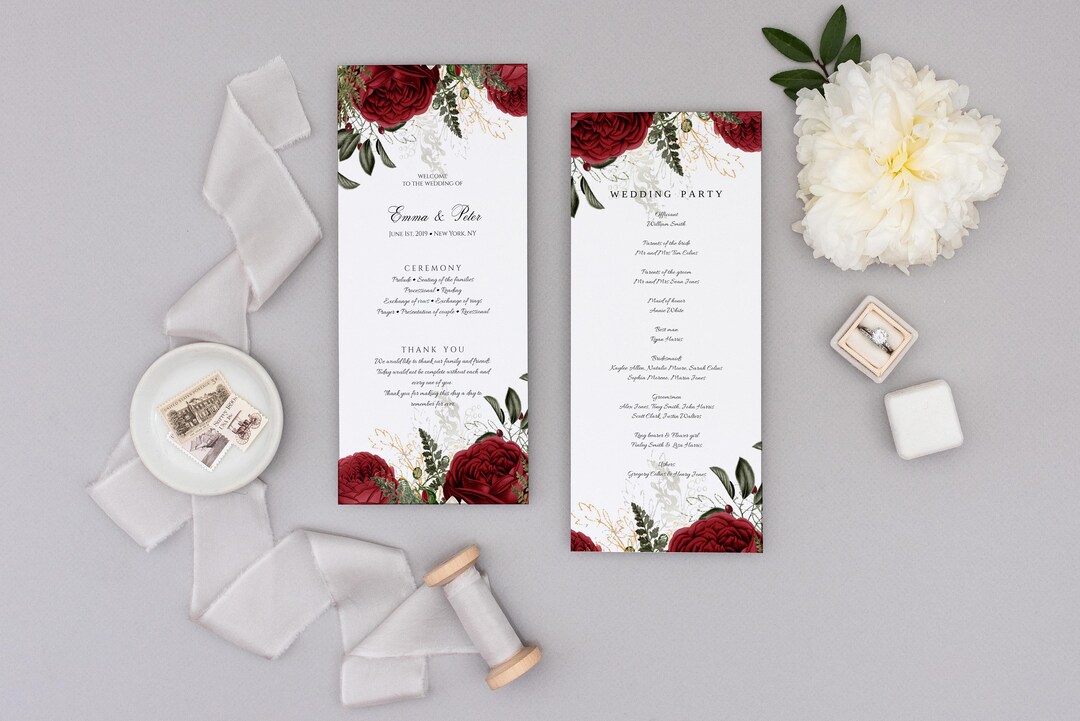 Wedding Program Template Instant Download, Fully Editable With Templett ...