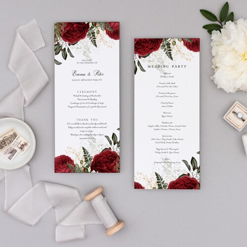 Wedding Program Template Instant Download Fully Editable With - Etsy