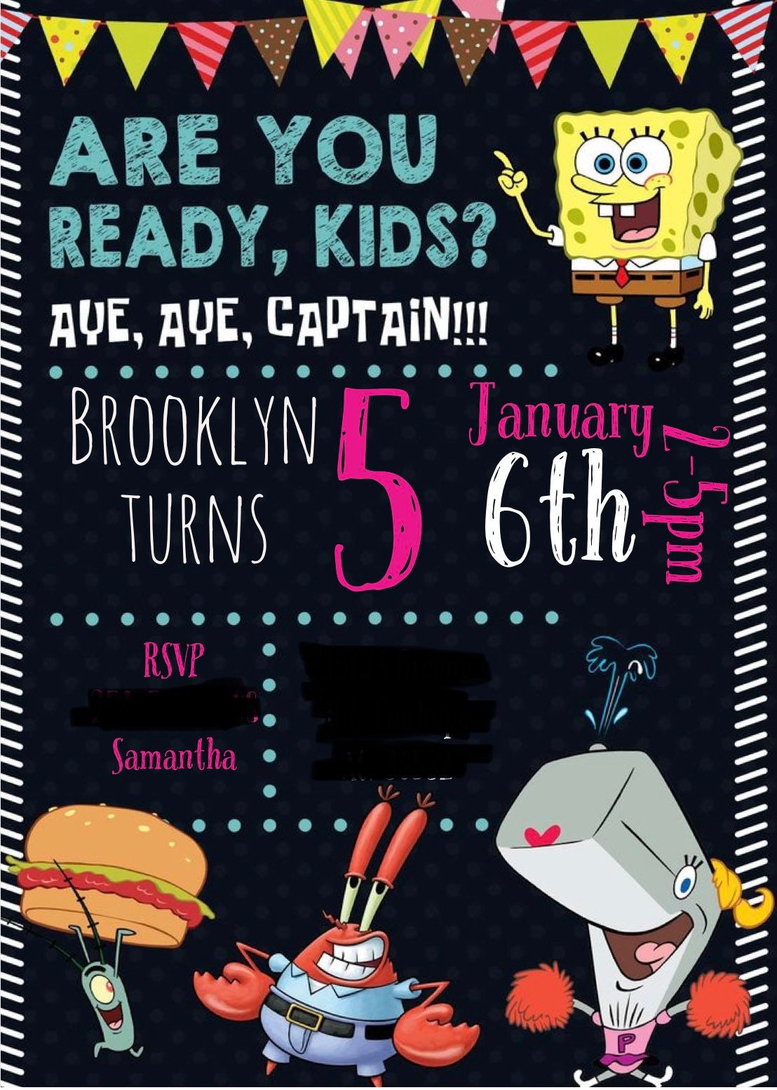 Personalized Spongebob Birthday Invitations - Etsy