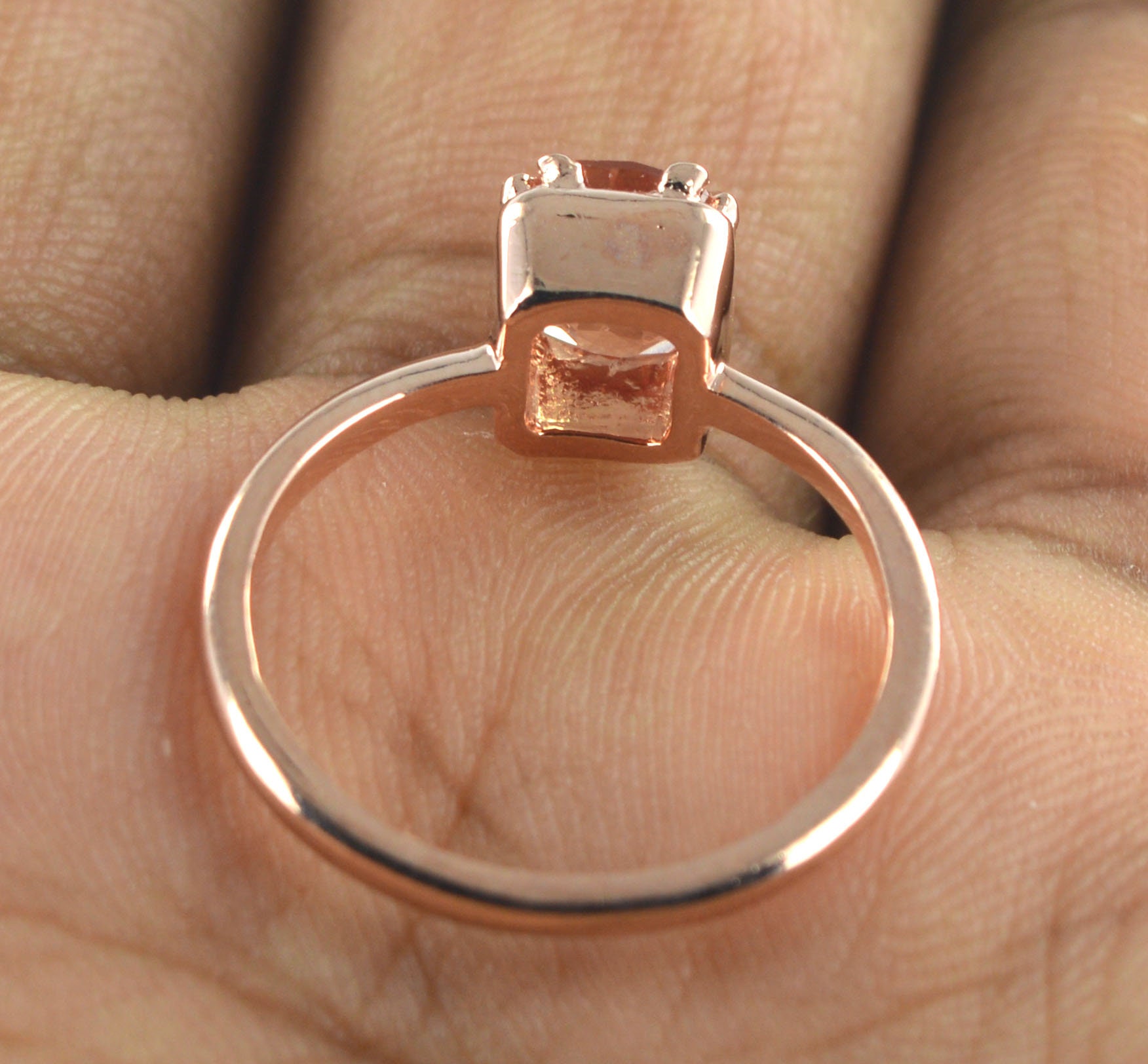 Radiant Cut Solitaire Ring Morganite Engagement Ring 14kt | Etsy