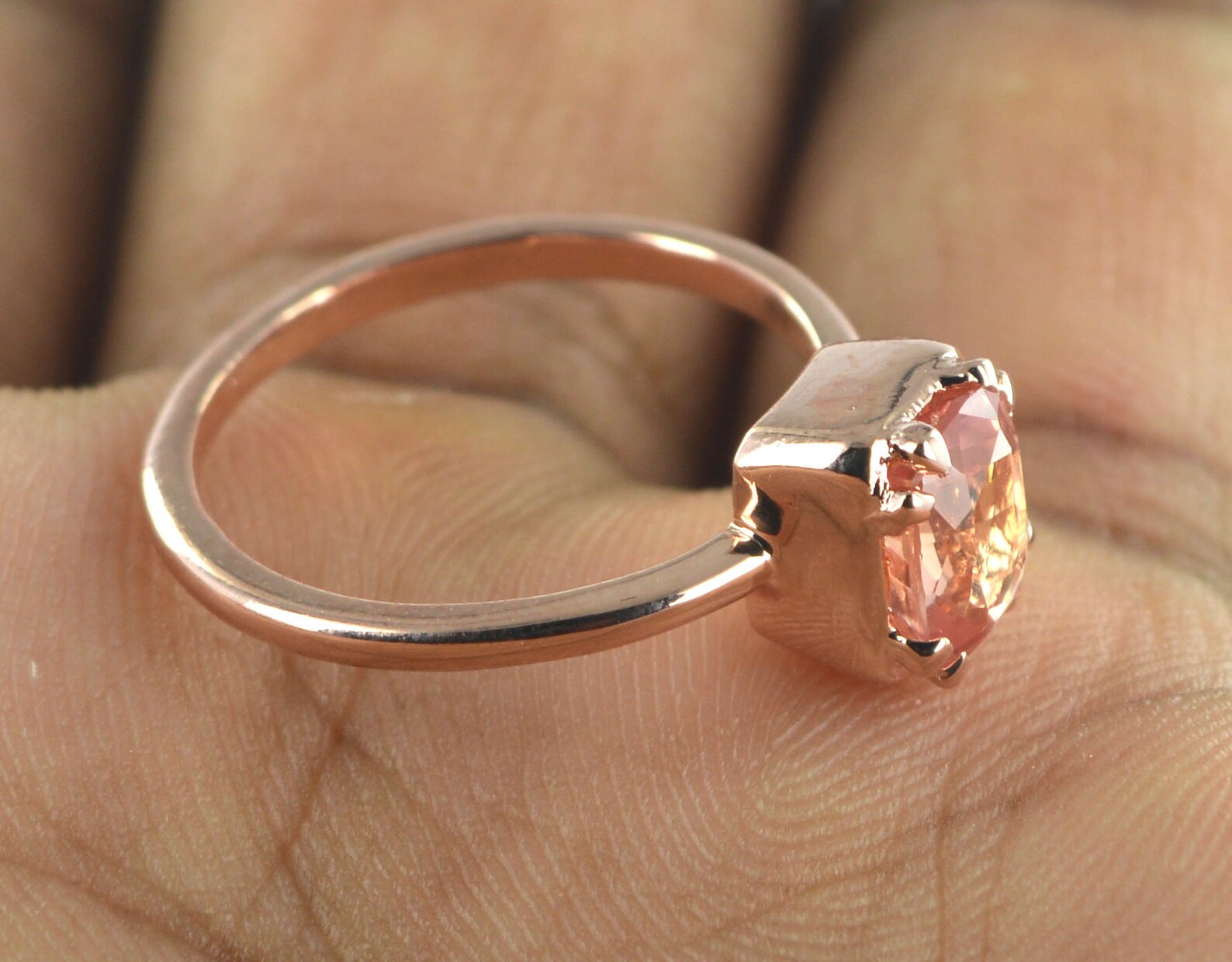 Radiant Cut Solitaire Ring Morganite Engagement Ring 14kt | Etsy