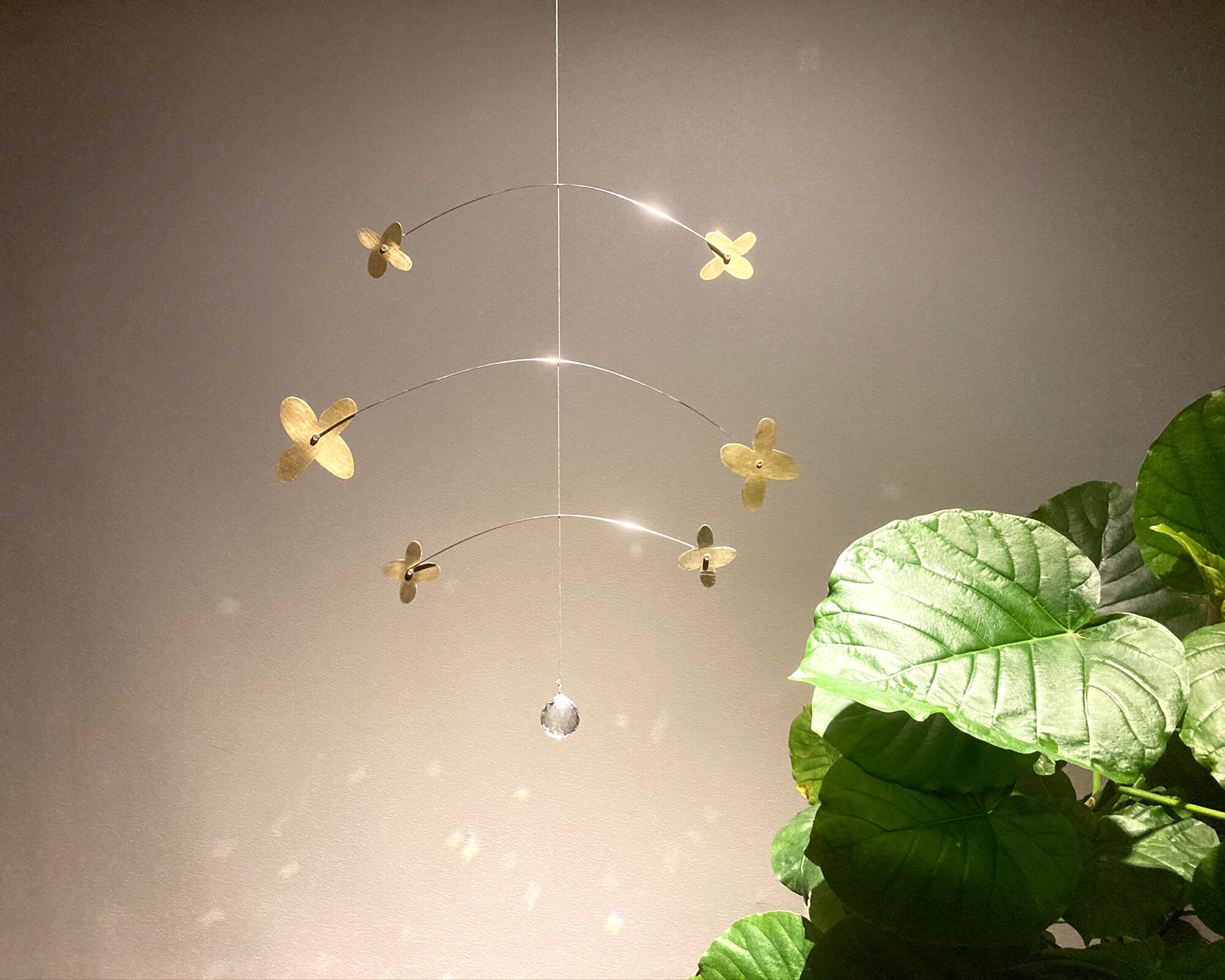 Sun Catcher, Kinetic Mobile, Hanging Mobile, Art for Home, Brass Petals ...
