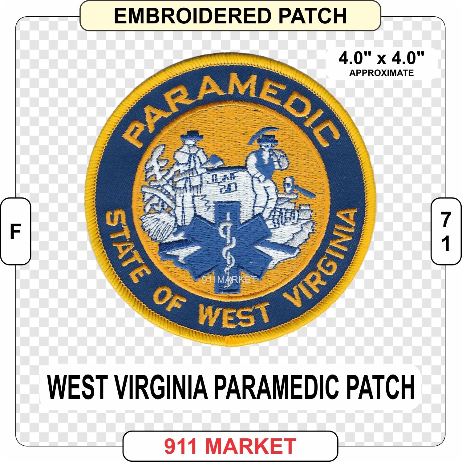 West Virginia Paramedic Patch WV Embroidered EMT Uniform F - Etsy
