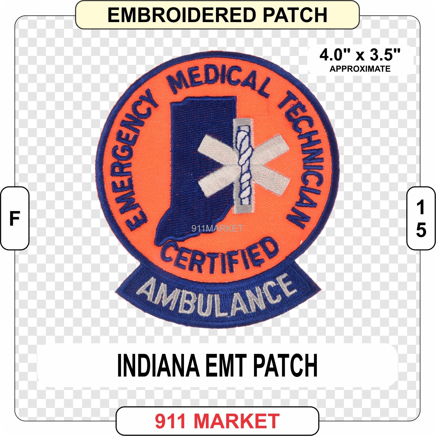 Indiana EMT Patch Embroidered in Emergency Medical Technician | Etsy