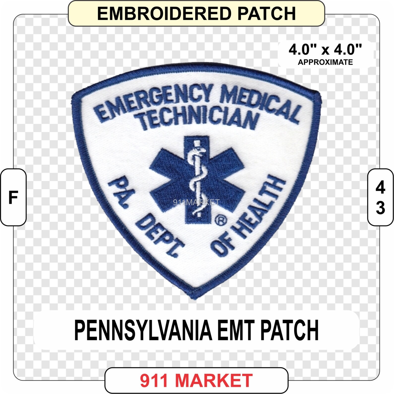 Pennsylvania State EMT Patch Embroidered PA Emergency Medical - Etsy