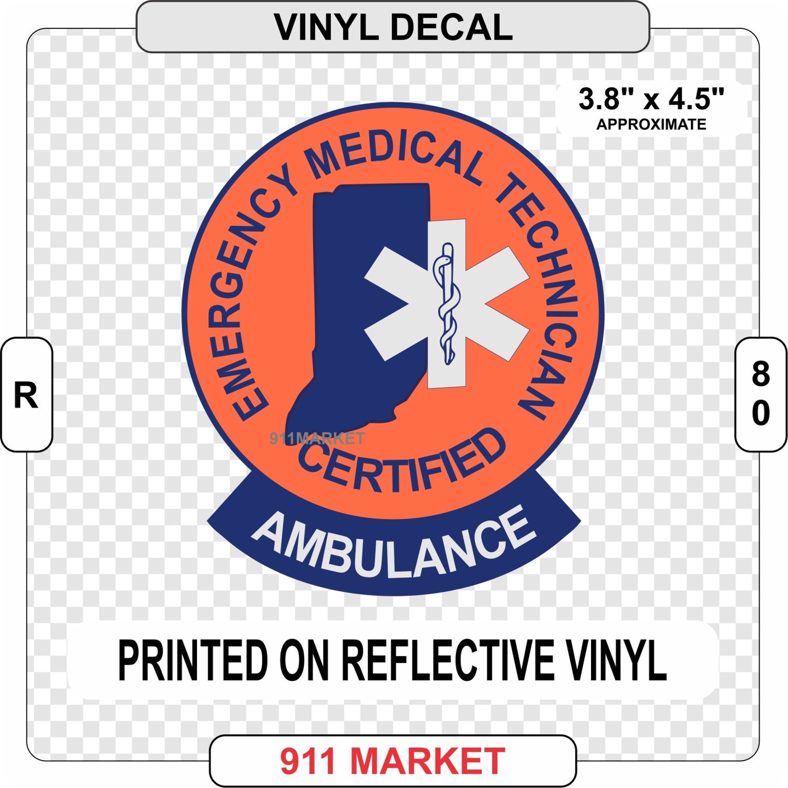 Indiana EMT Reflective Decal Emergency Medical Technician EMS - Etsy