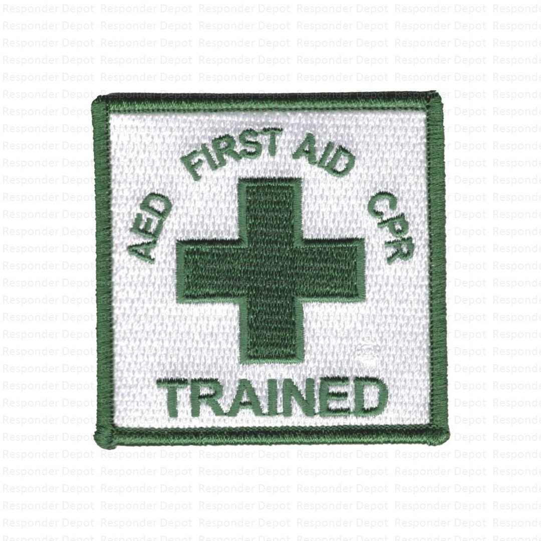AED First Aid CPR Trained Patch Embroidered Insignia Workplace ...