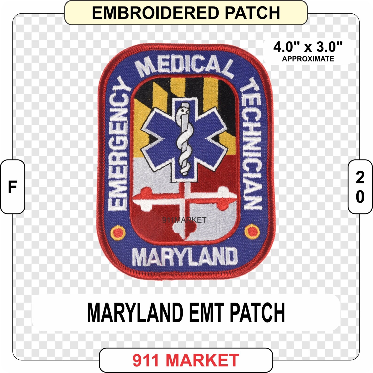 Maryland EMT Patch Embroidered MD Emergency Medical Technician - Etsy