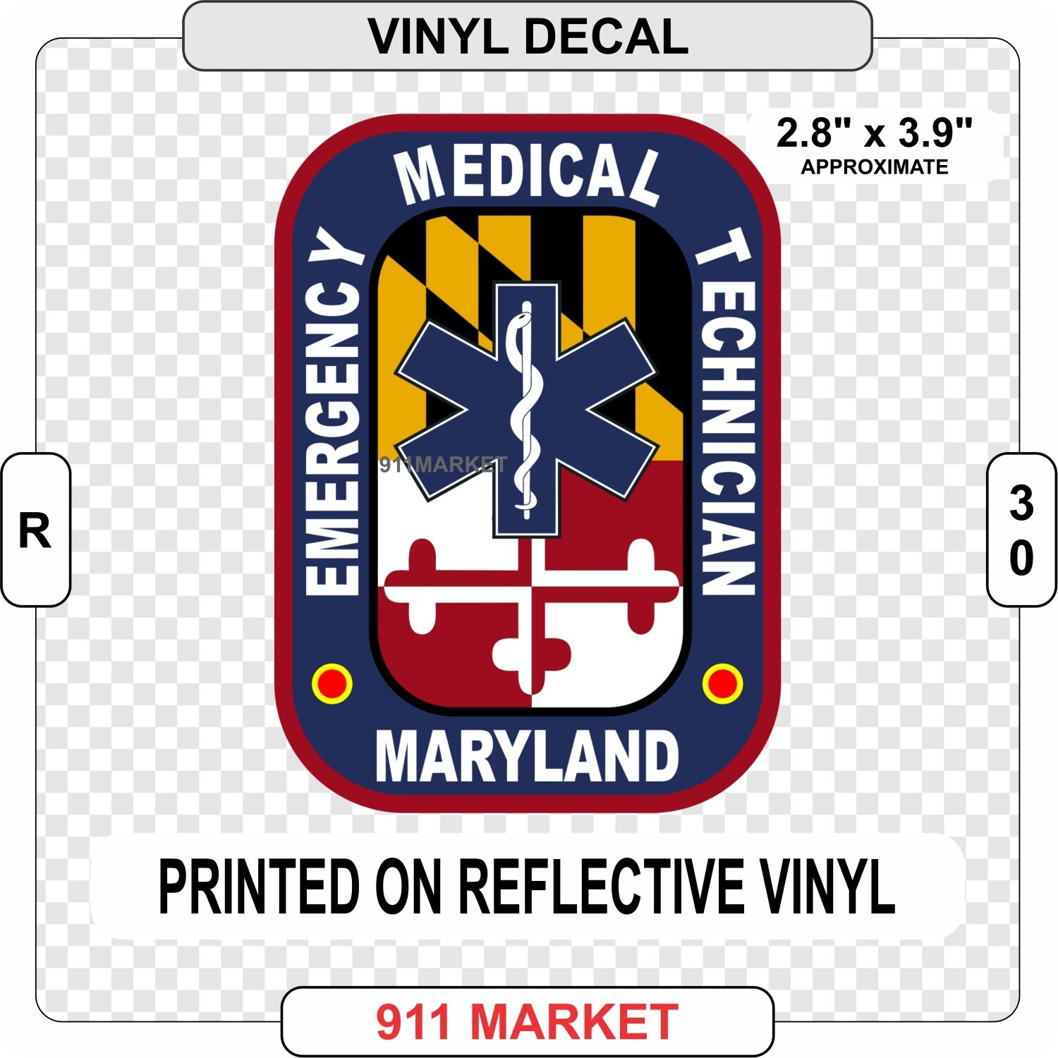 Maryland MD EMT Reflective Vinyl Decal Emergency Medical | Etsy
