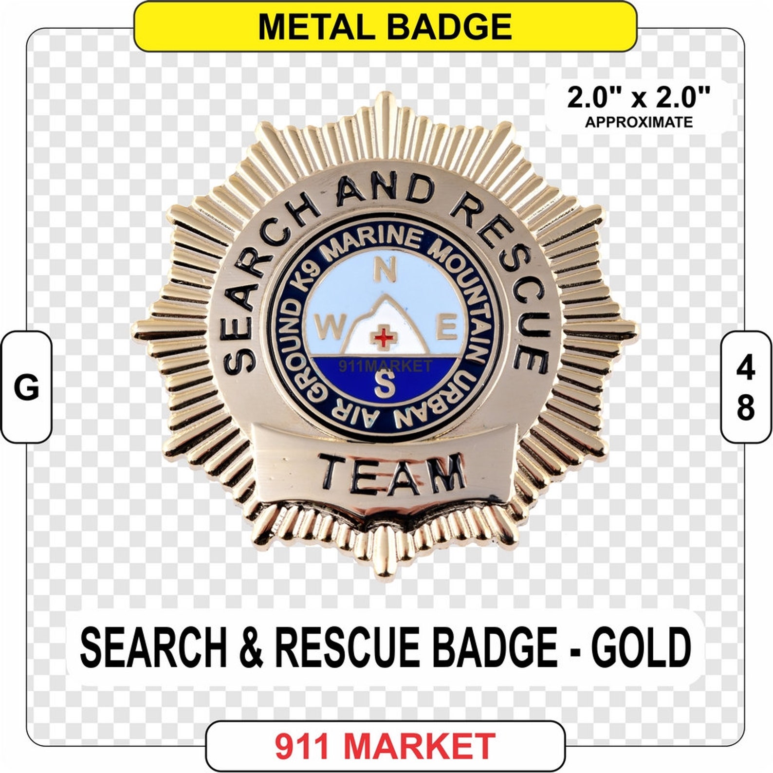 Search and Rescue Gold Badge Full Size Metal Marine Air | Etsy