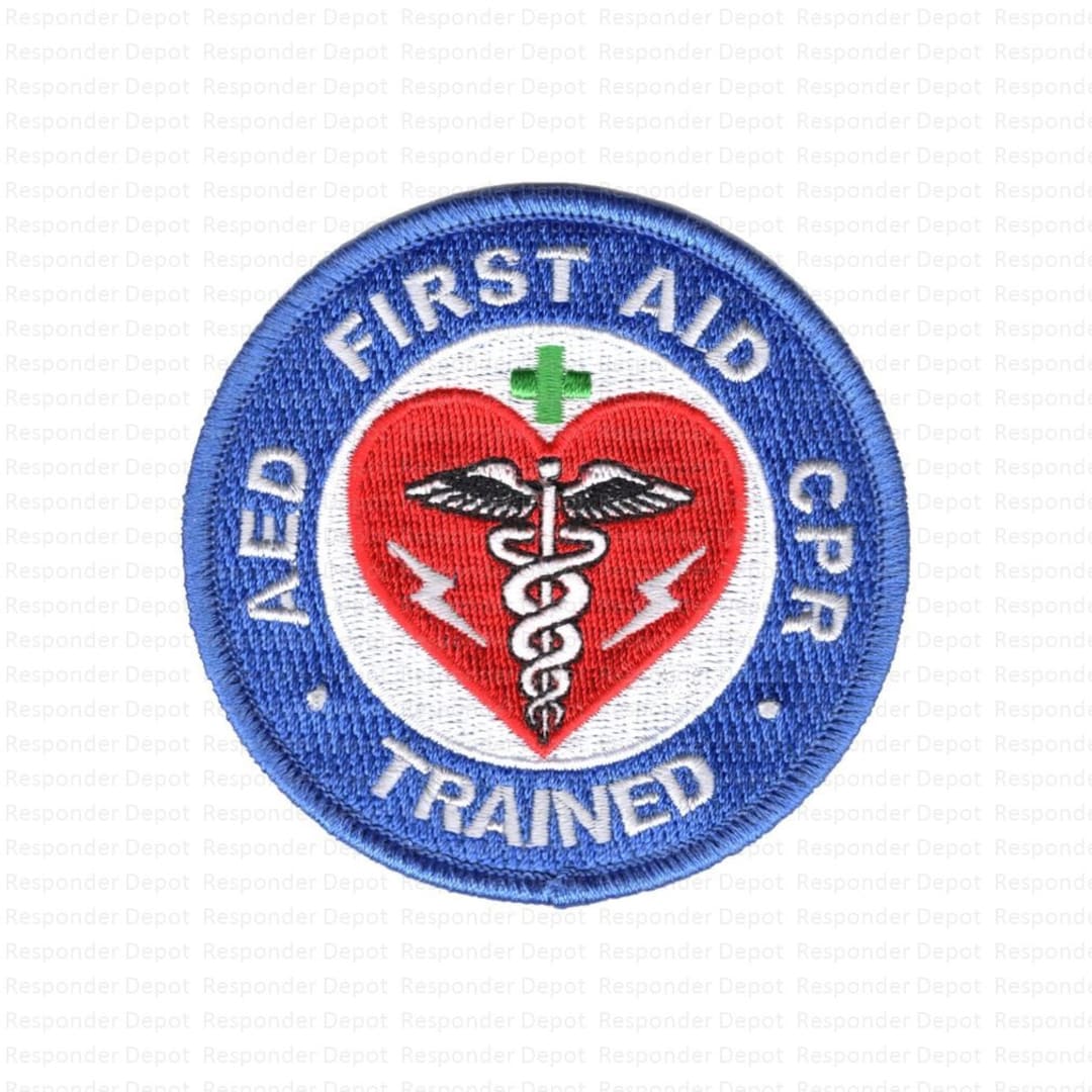 AED First Aid CPR Trained Patch Embroidered Insignia Work Certified ...