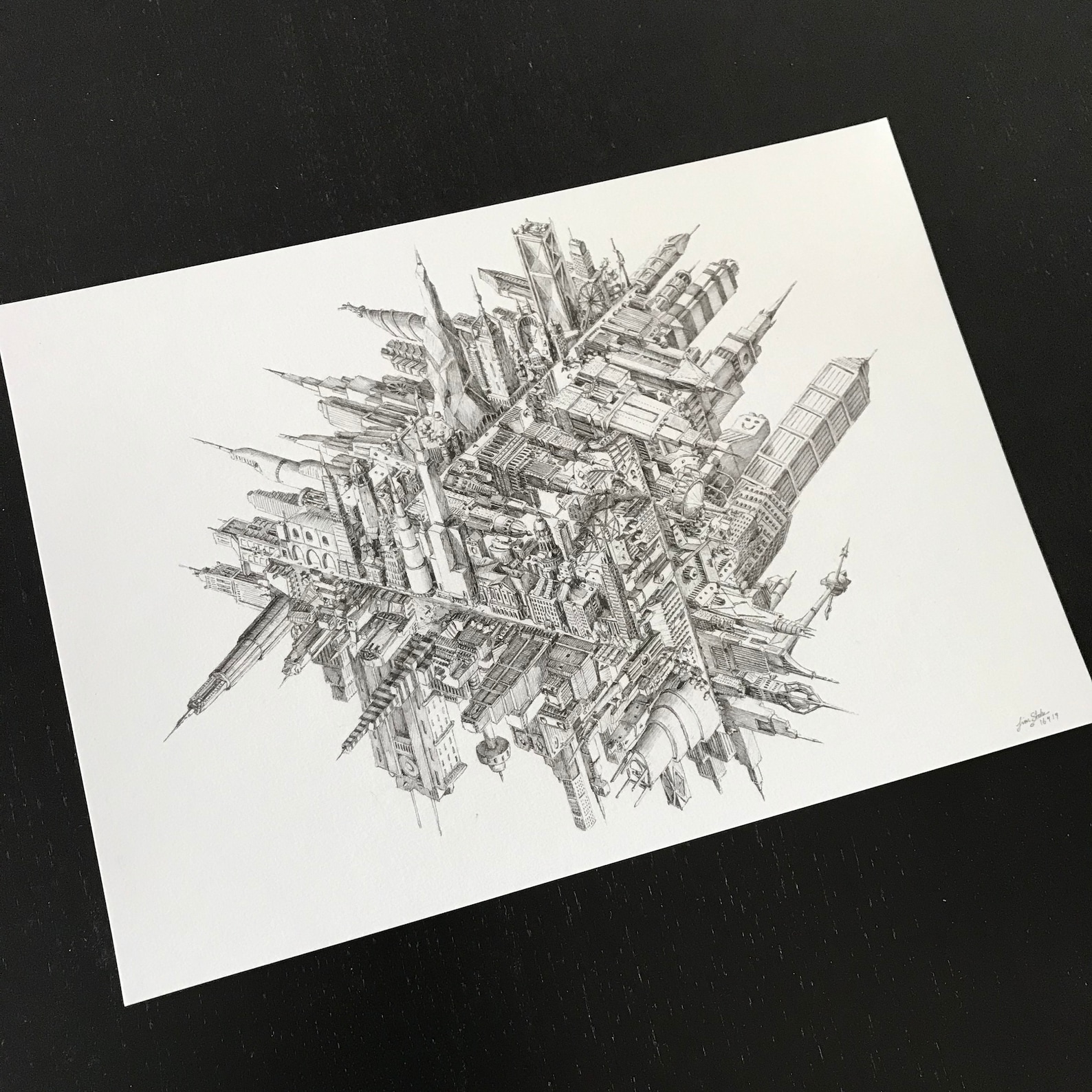 Urban Penrose Triangle - Giclee Art Print Size A4 Cityscape Escher ...