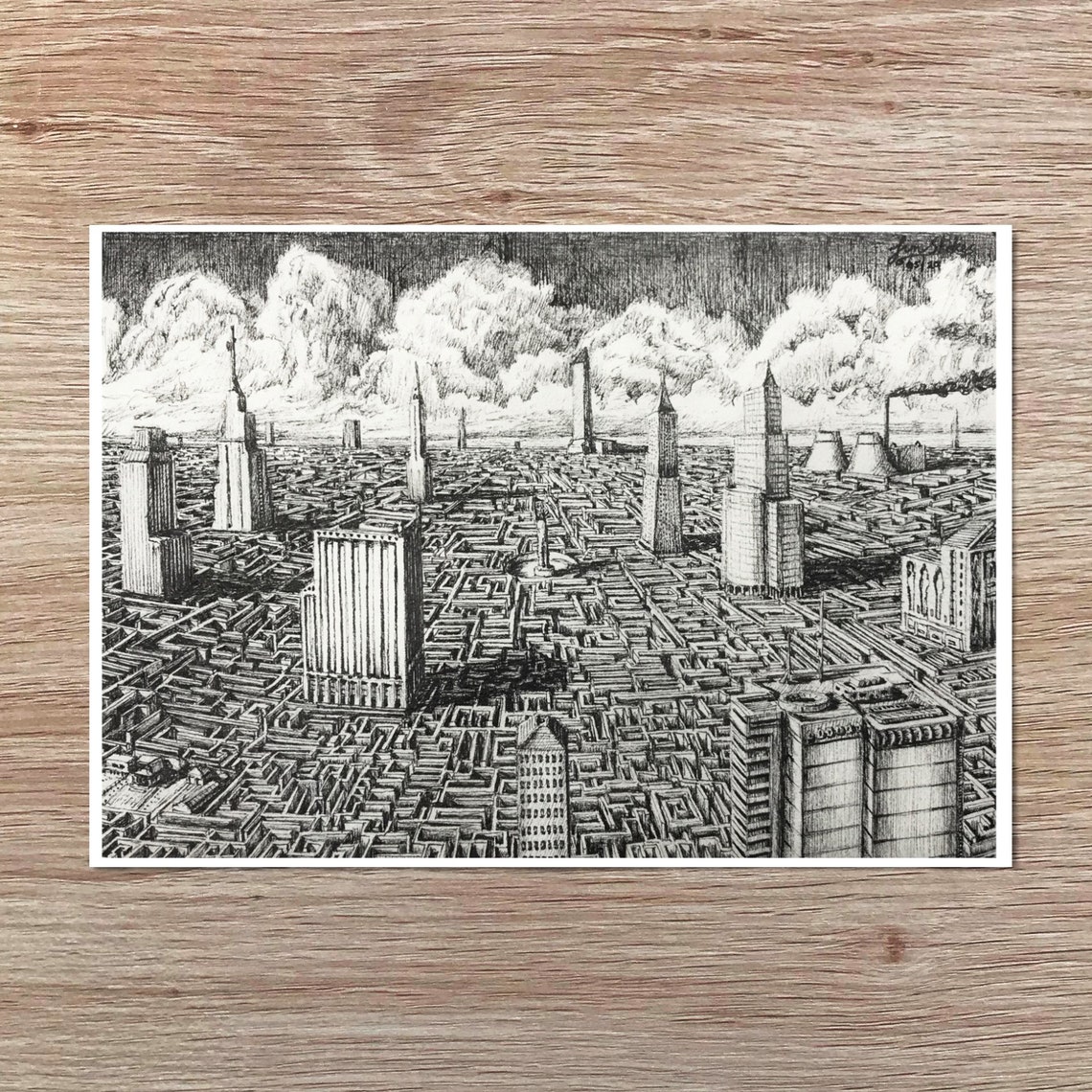 Labyrinthian Metropolis cityscape art print giclee art | Etsy