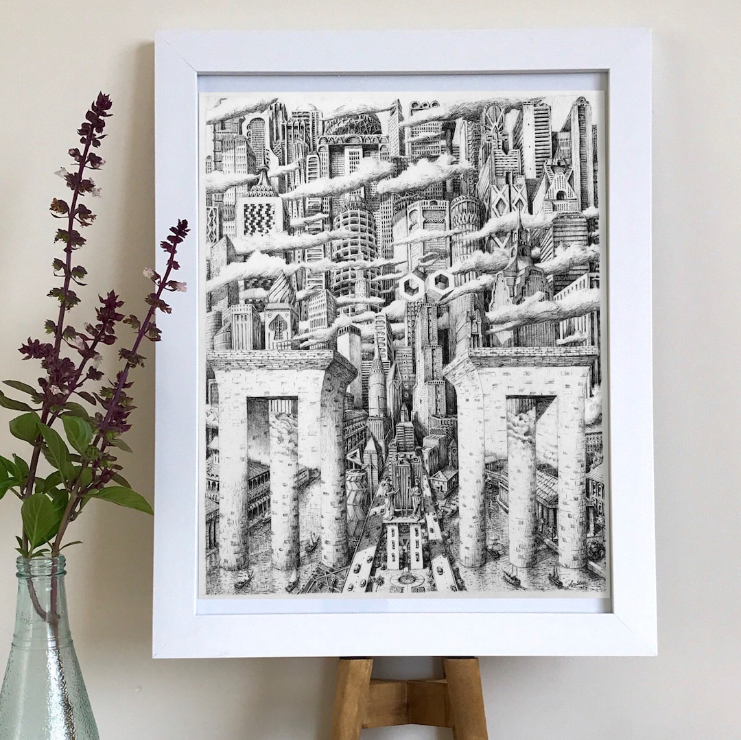 City of Impossibility, Modern Wall Art Print, Fine Art Print, Detailed ...