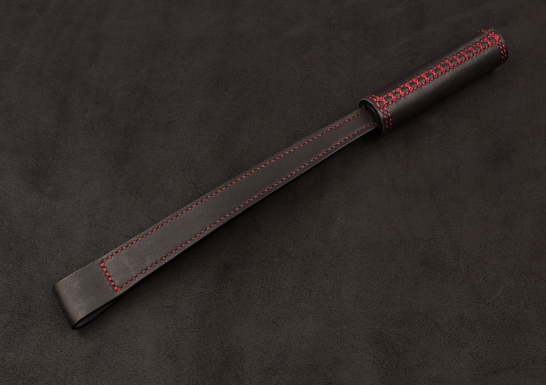 Handmade natural leather spanking belt Black red spanking | Etsy