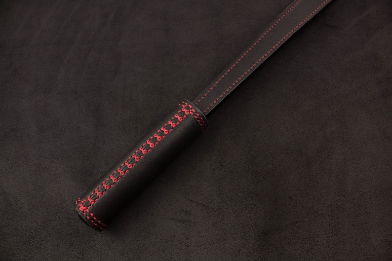Handmade natural leather spanking belt Black red spanking | Etsy