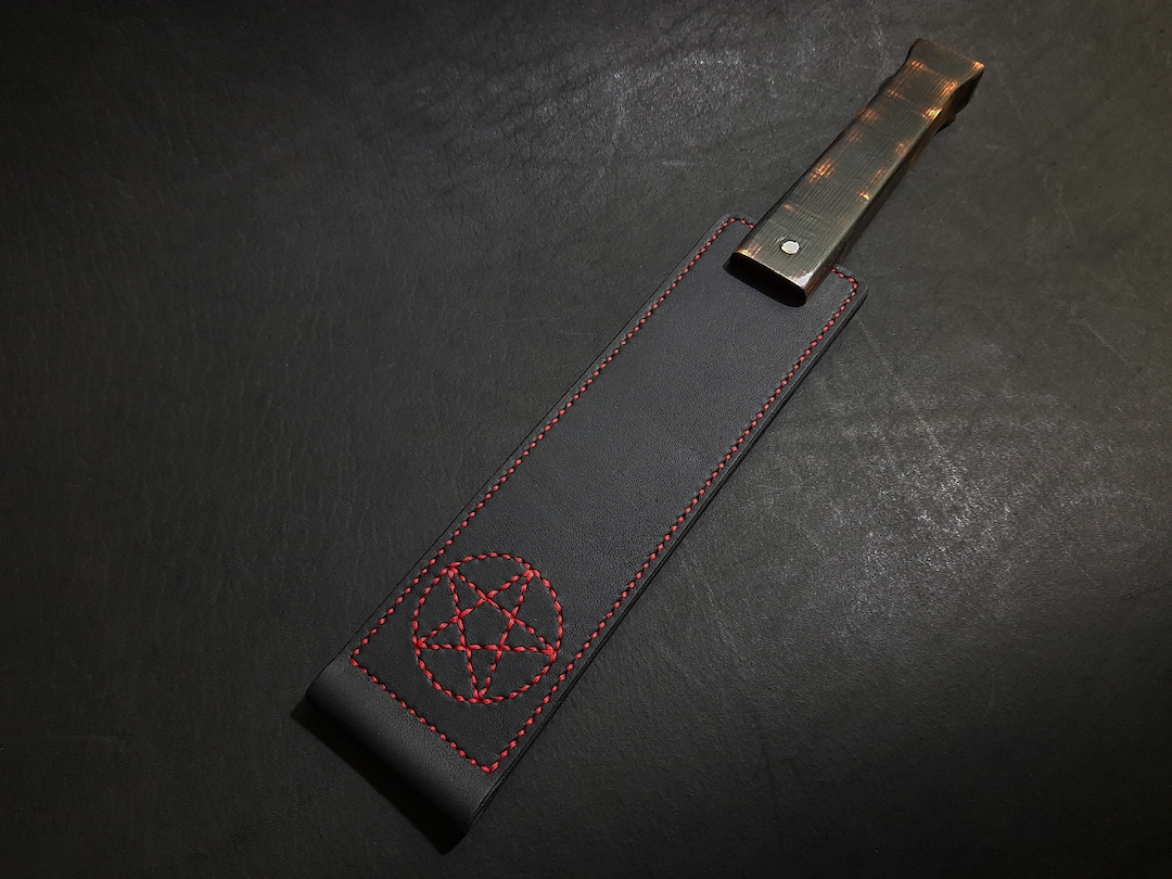 Pentagram Paddle Satanic Paddle Genuine Nature Paddle Black Leather ...