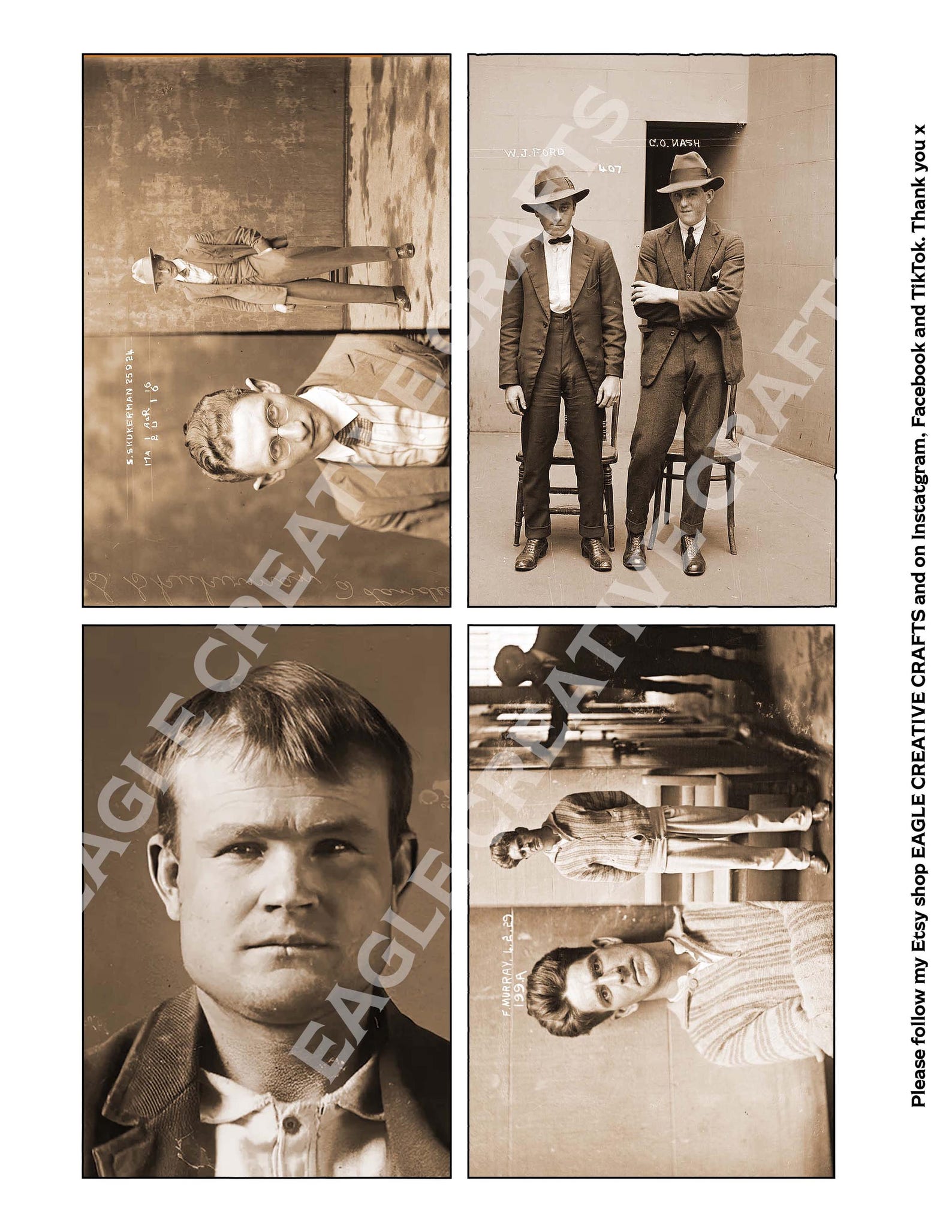 Vintage Convict Mugshot Collection - Printable Kit for Journals and ...