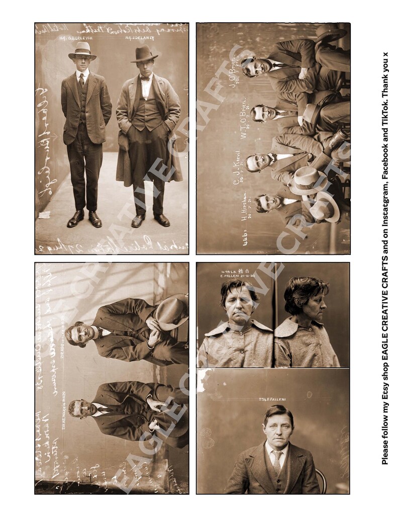 Vintage Convict Mugshot Collection - Printable Kit for Journals and ...
