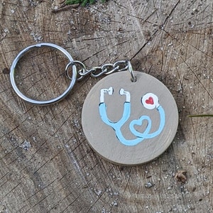 Painted Keychain, Doctor and Nurse Stethoscope Design, Durable Acrylic ...