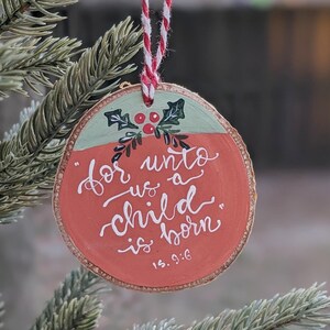 Hand Painted Bible Verse Ornament, Christmas Tree Decor on a Rustic ...