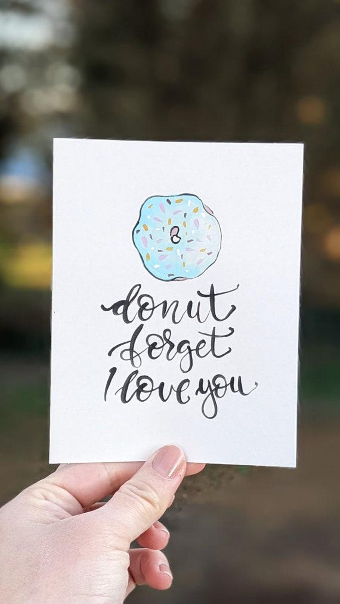 Love Greeting Card, Hand Painted Donut Art, Funny Pun Quote for ...