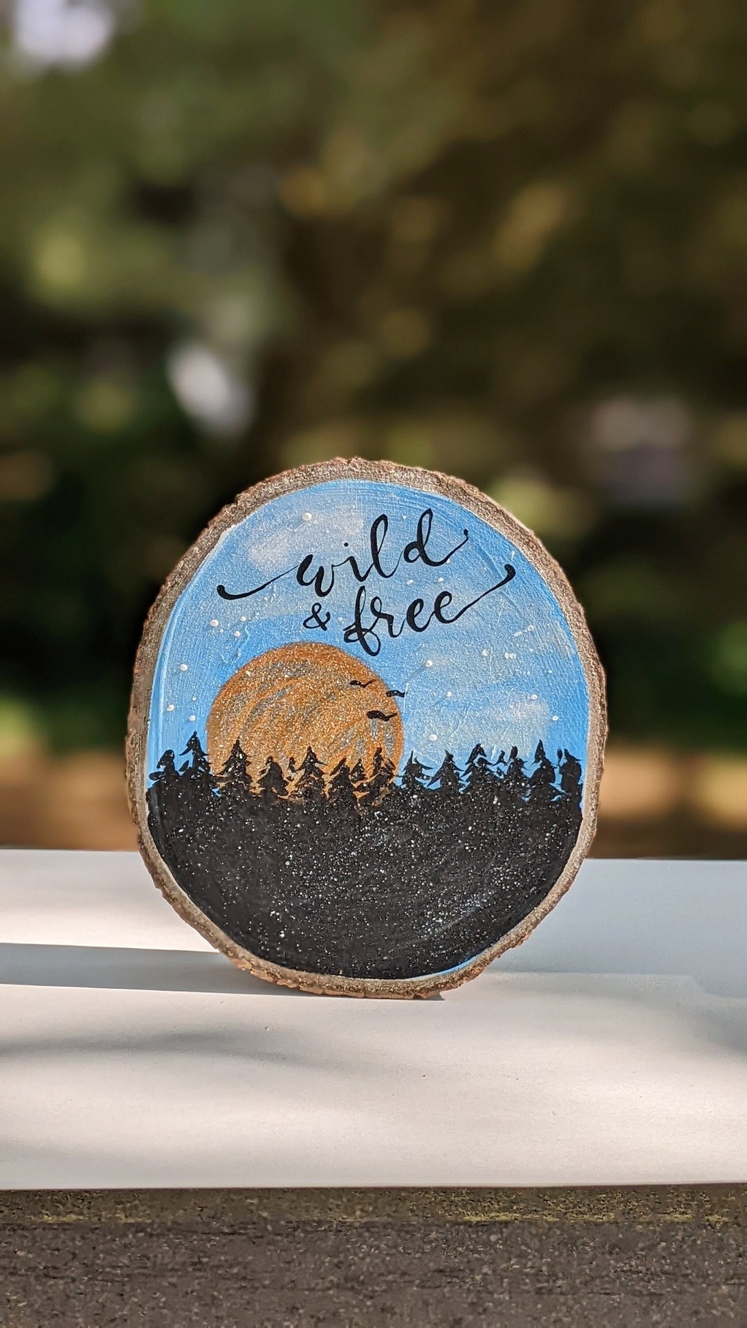 Wild and Free Decor Rustic Wood Slice Hand Painted Art Wooden ...