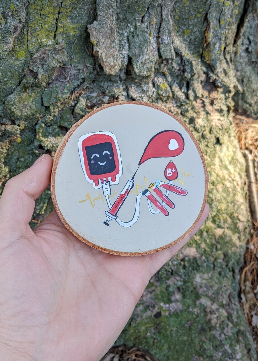 Phlebotomy Wood Coaster - Hand Painted Medical Illustration Art on Wood ...