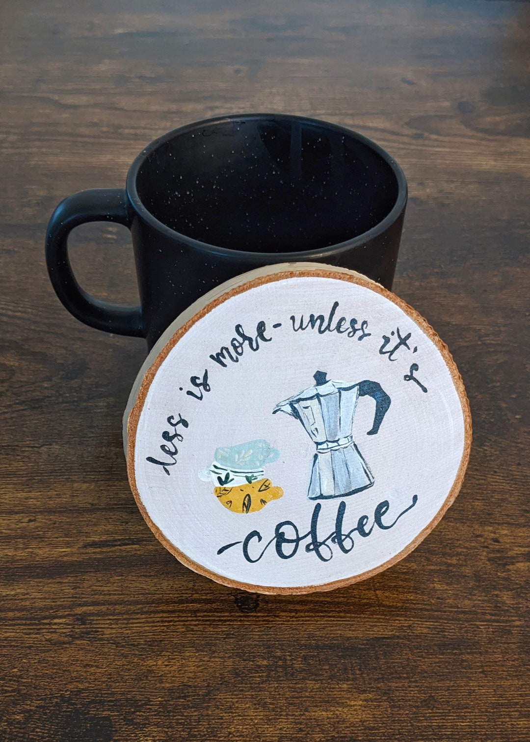 Coffee Themed Wood Slice Art | Hand Painted Wooden Coaster With ...