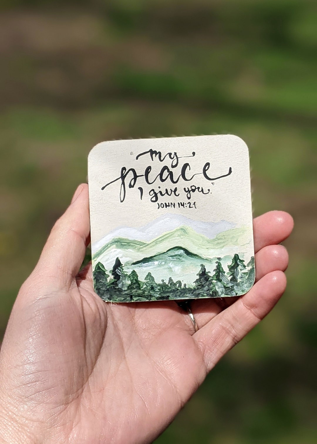 Bible Verse Magnet Hand Painted Christian Decor John 14:21 Scripture ...