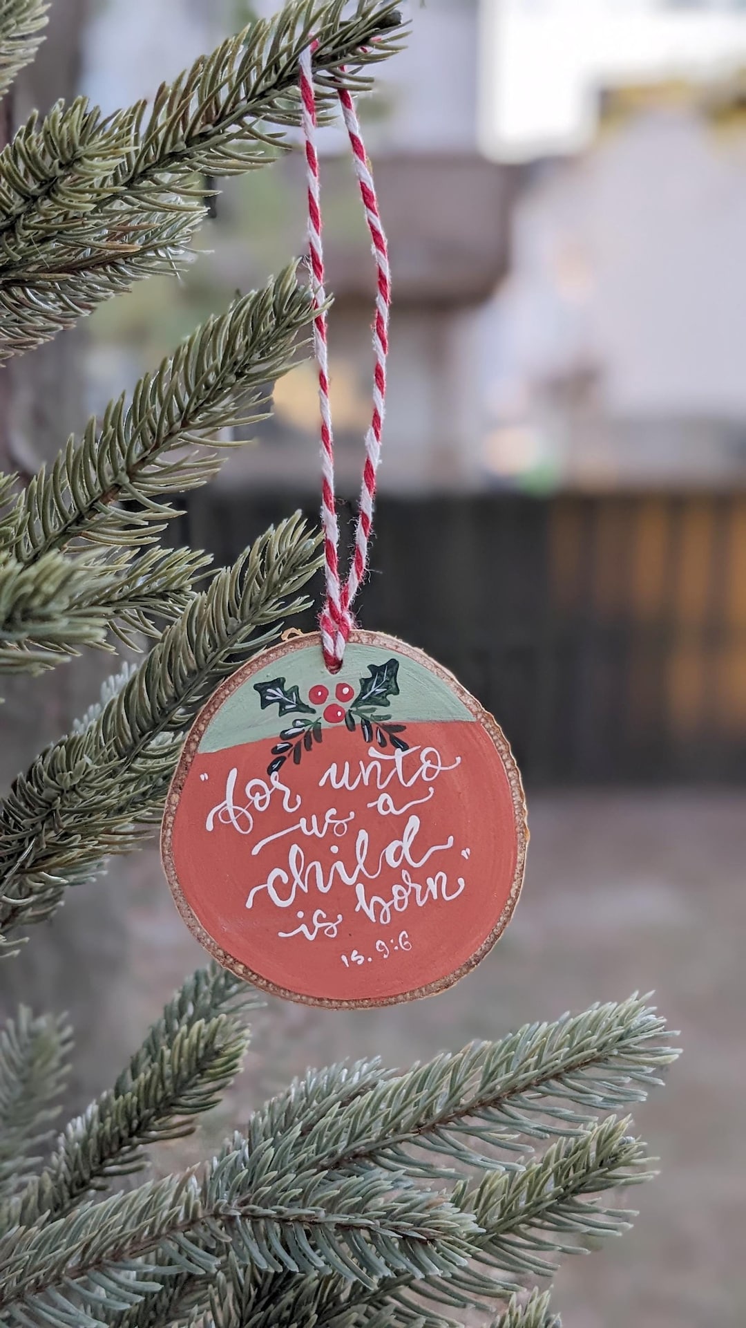 Bible Verse Hand Painted Christmas Ornament, Isaiah 9 6 Text, Rustic ...