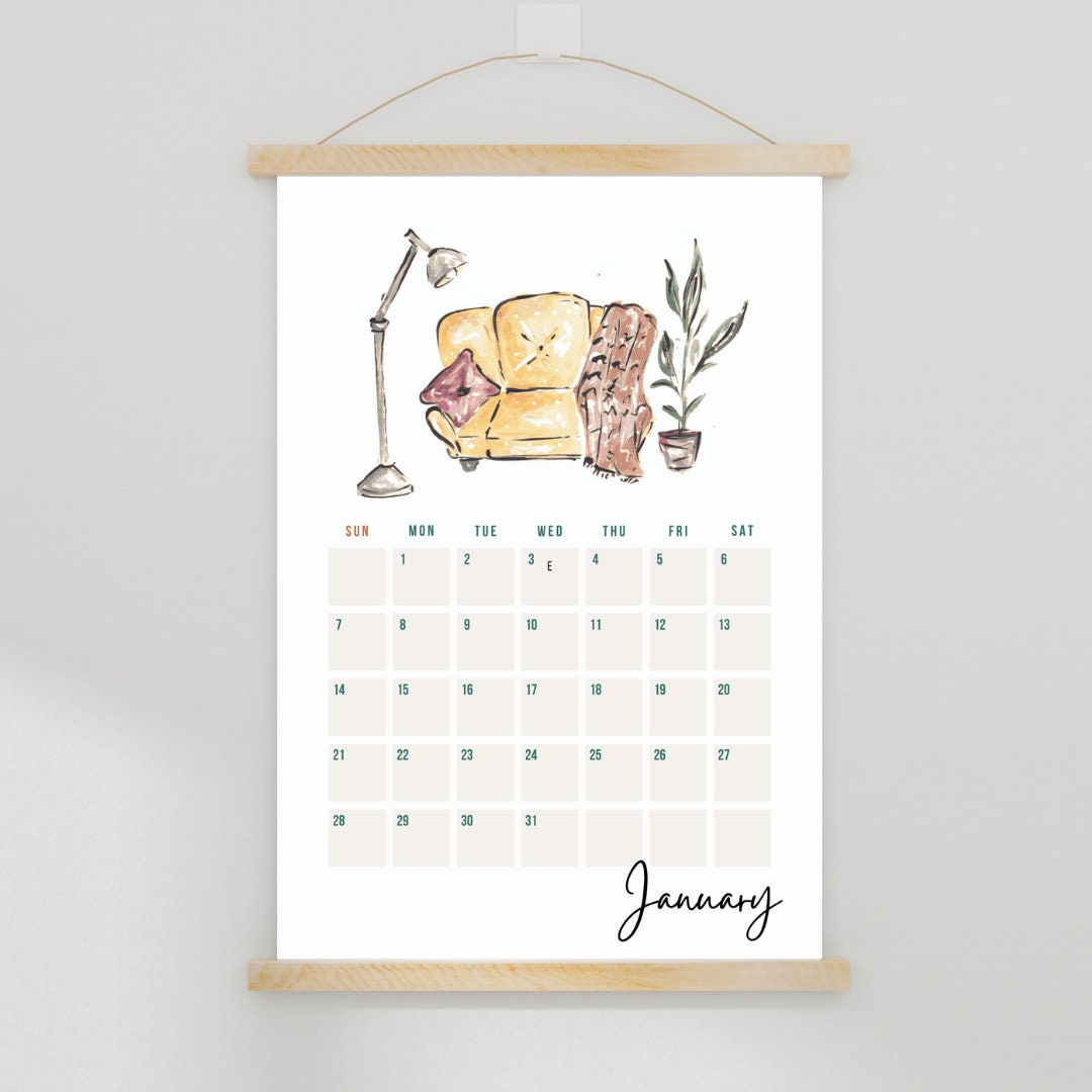 Calendario 2024 Arte digital imprimible Ilustraciones originales con ...