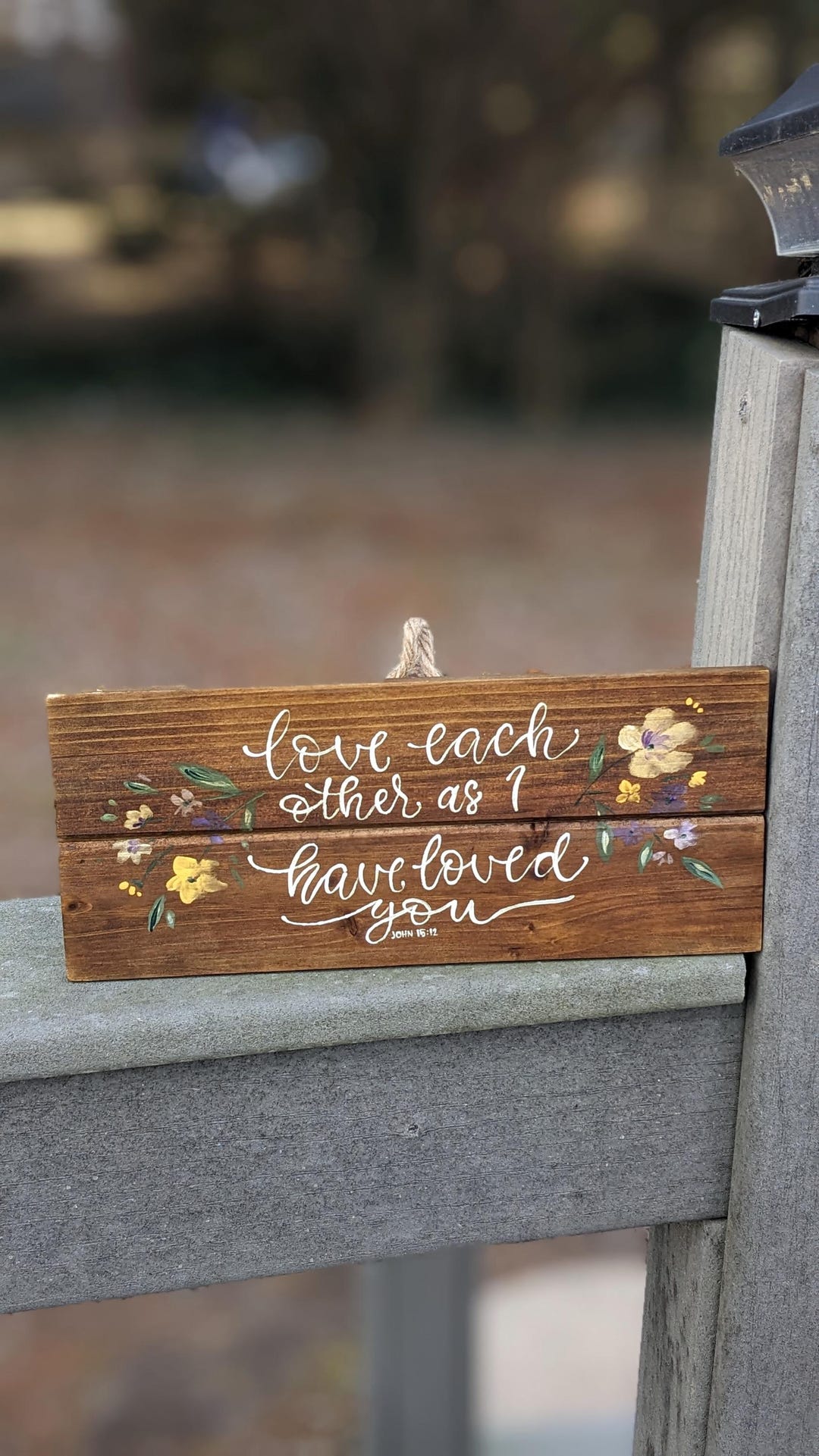 Hand Painted Bible Verse Sign, Rustic Wood Plank John 15:12 Wall Art ...