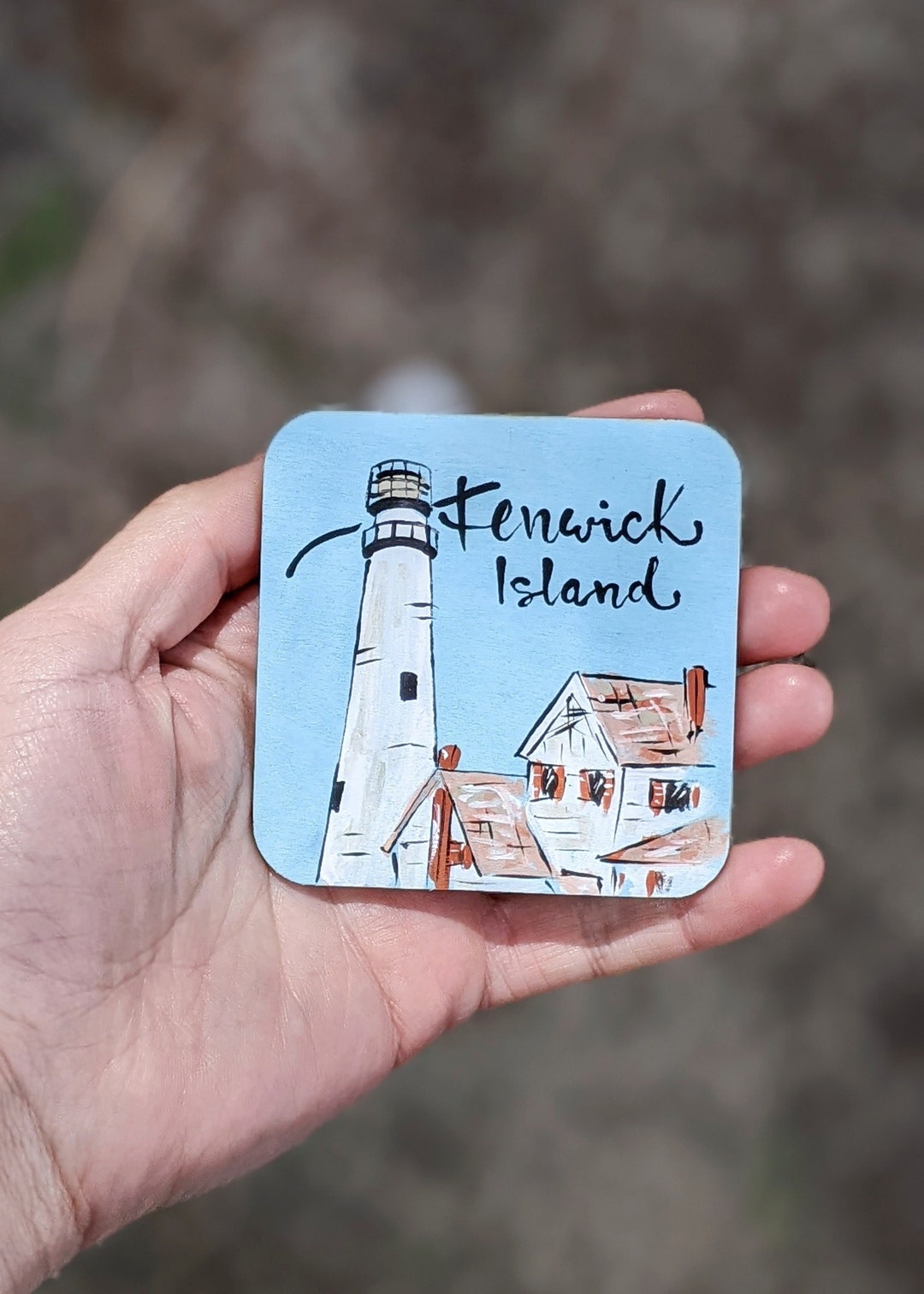 Fenwick Island Wooden Magnet Hand Painted 3x3 Square Wood Magnet ...