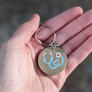 Painted Keychain, Doctor and Nurse Stethoscope Design, Durable Acrylic ...