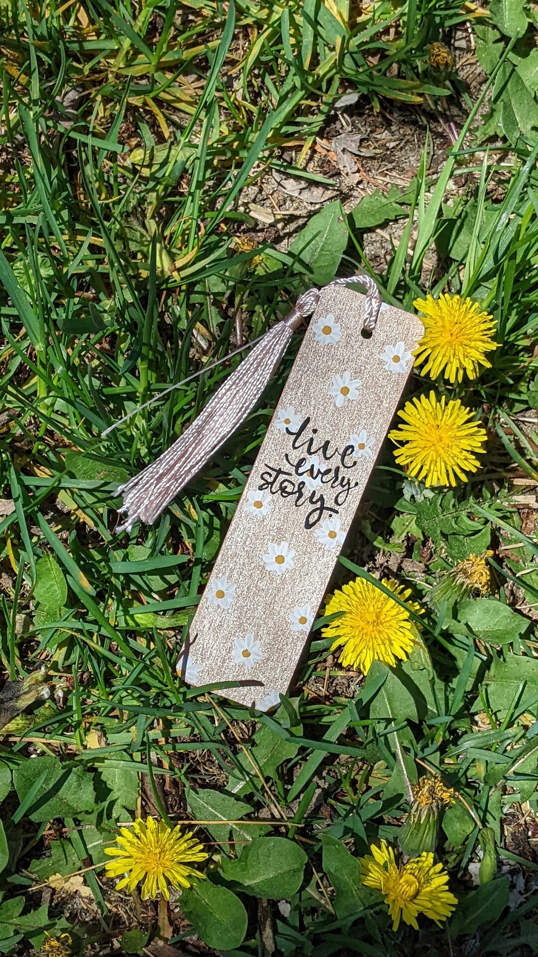 Flower Motif Wooden Bookmark, With live Every Story Quote, Hand Painted ...