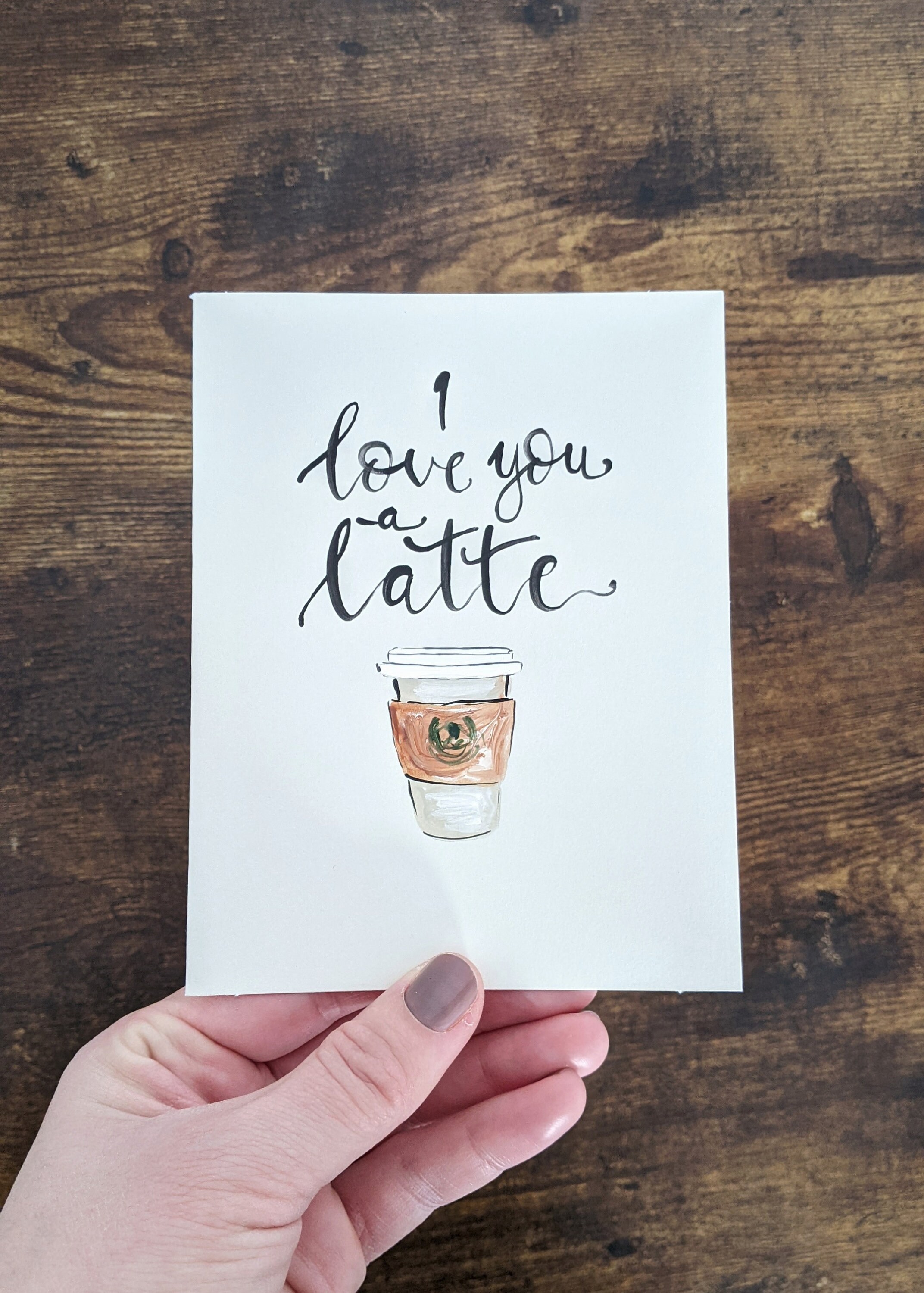 Greeting Card Hand Painted With Coffee Cup Illustration Art, Pun-filled ...